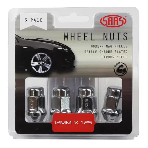 SAAS Wheel Nuts Acorn Bulge 12 x 1.25 Chrome 35mm 5Pk - 335355 | Auto One