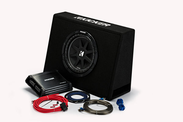 Kicker Slim line 10 inch Sub Enclosure with matching Amp and Wiring Ki