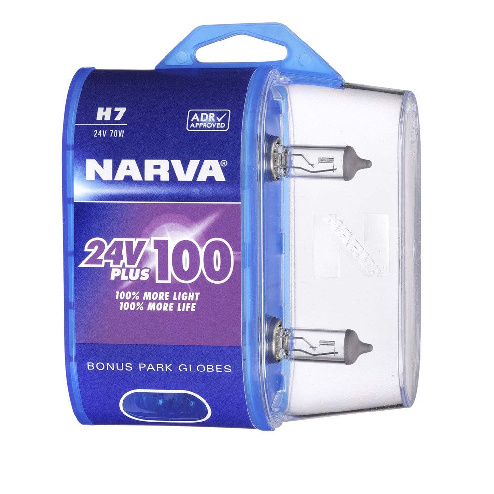 Narva 48730BL2 H7 24V 70W PLUS 100 LONG LIFE HEADLIGHT GLOBES, Twin Pack