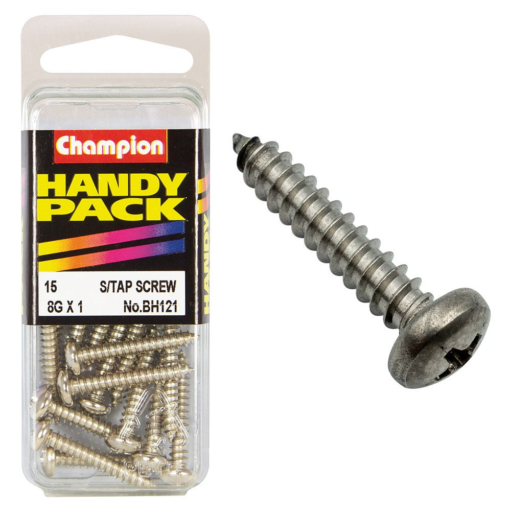 Champion Pack of 15 8G x 25mm Philips Pan Head Nickel Plated Self ...