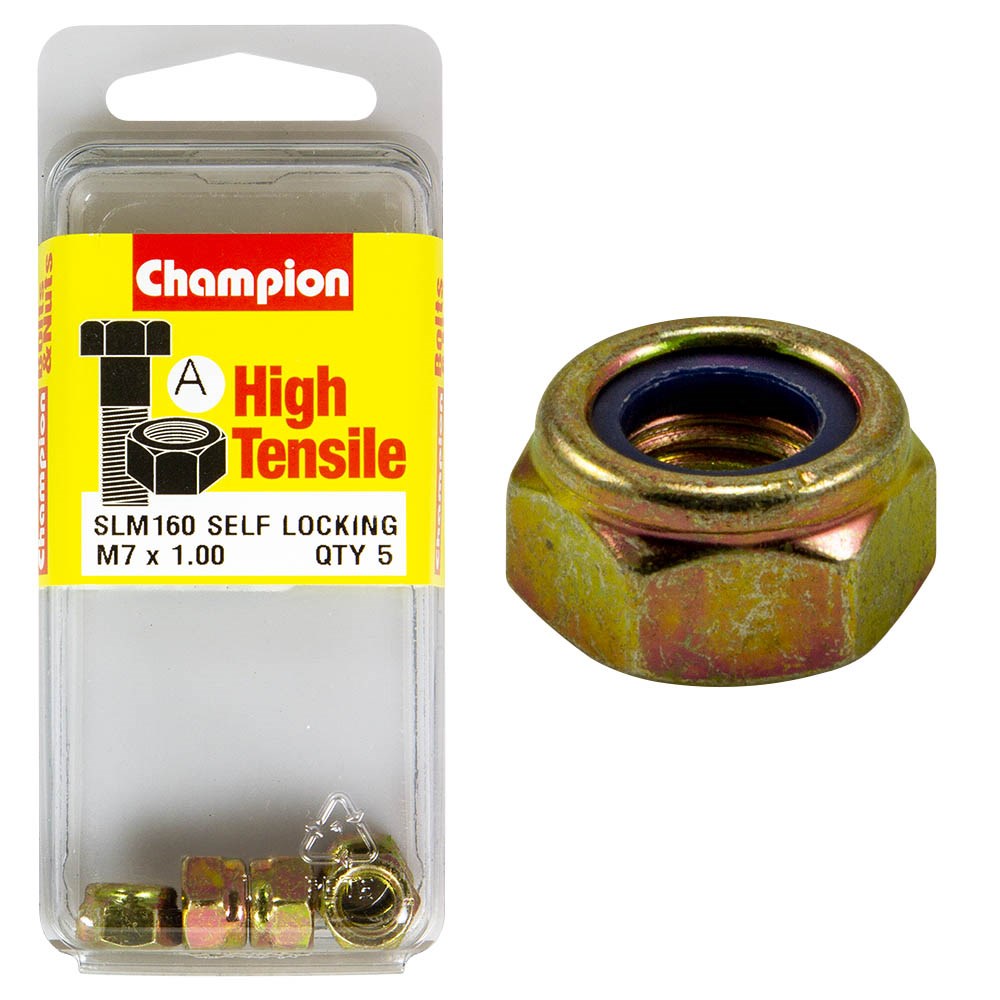 Champion Pack of 5 M7 x 1.00mm High Tensile Grade 8.8, Zinc Plated Self ...