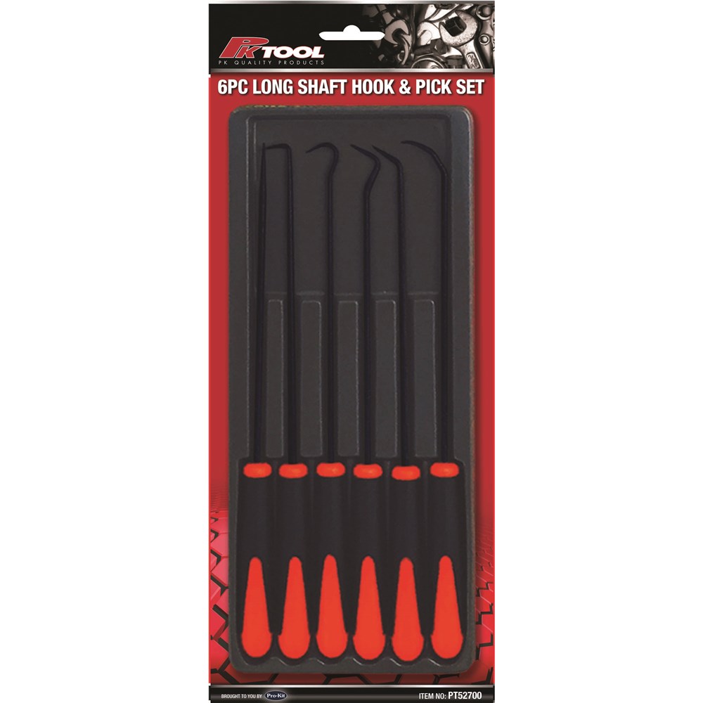 PKTool Long Shaft Hook & Pick Set 6 Piece -220Mm (81/2”) - PT52700