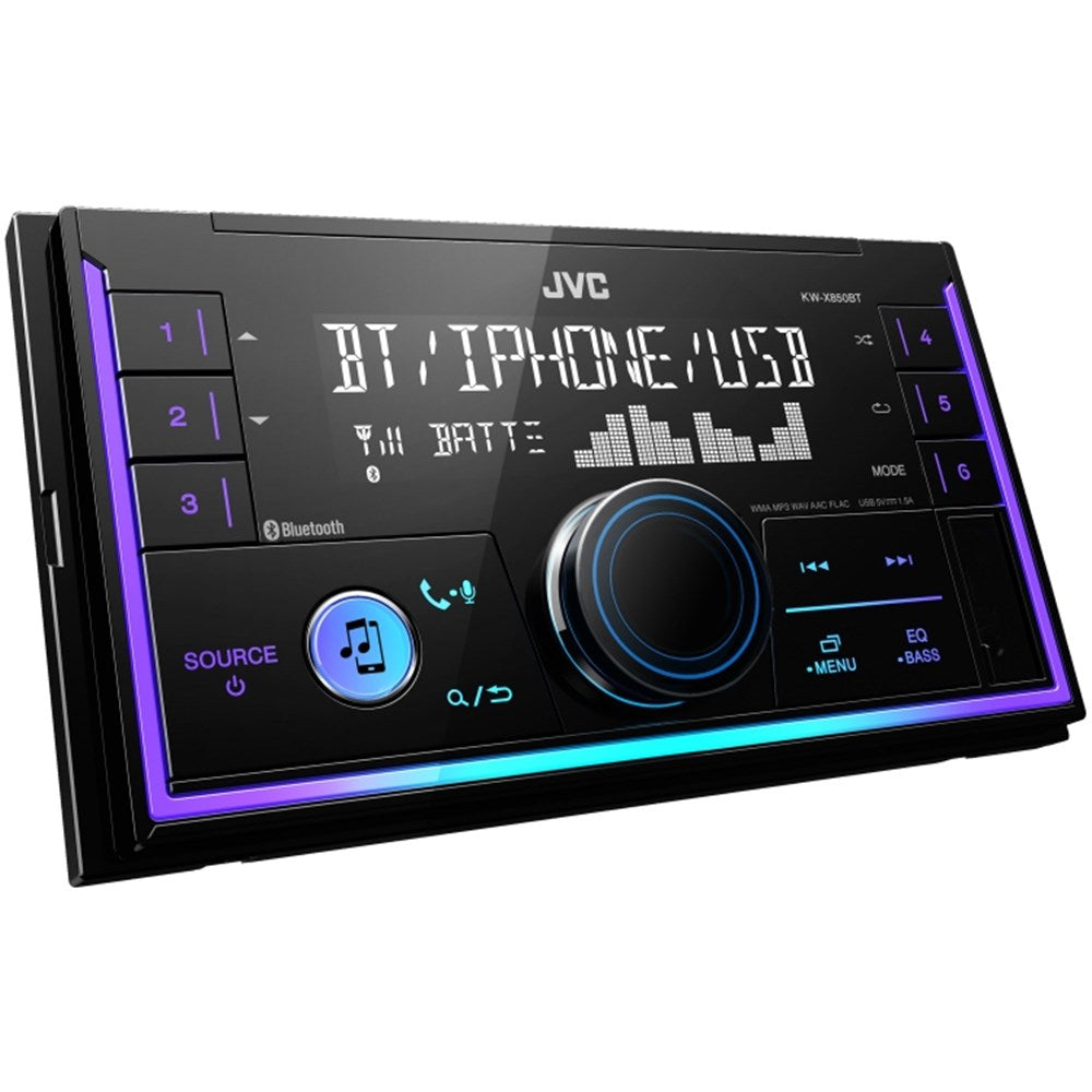 JVC KW-X850BT 4 x 50W Mechless Double DIN Receiver Head Unit with USB ...