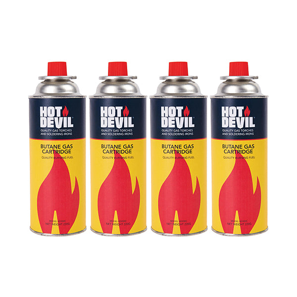 Hot Devil Butane Gas Cartridge 4 Pack - HD200C