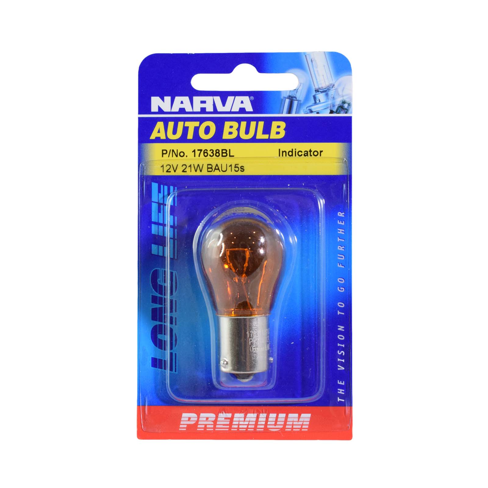 Narva 17638BL 12V 21W PY21W Amber Incandescent Bayonet BAU15S Globe ...