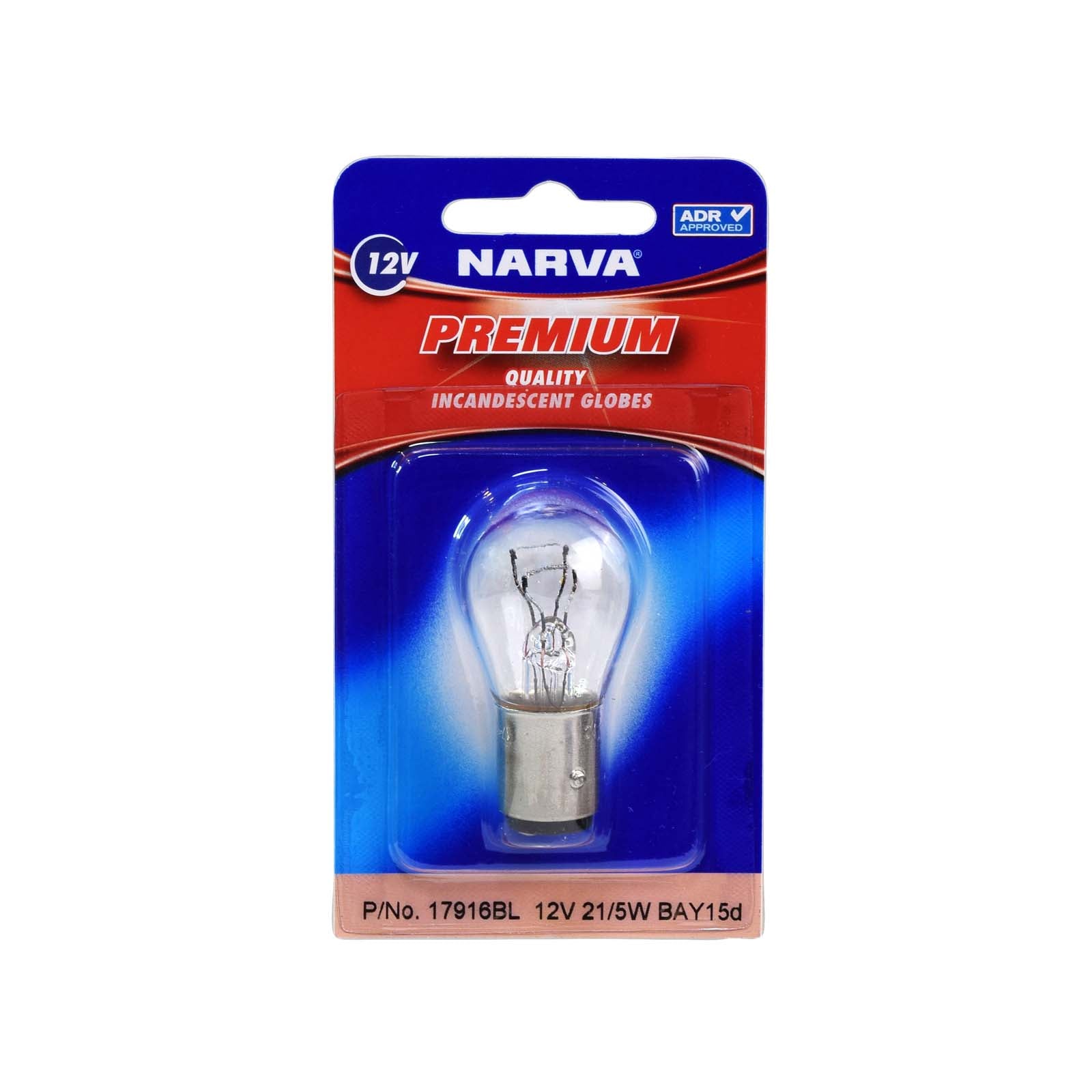 Narva 17916BL 12V 21/5W P21/5W BAY15D Premium Incandescent Globe - Single