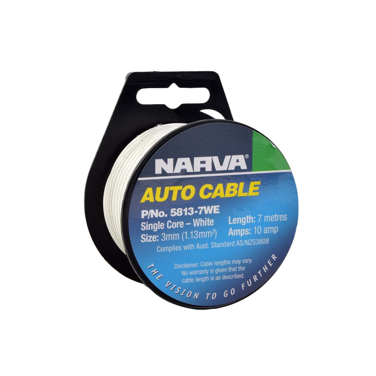 Narva 10A 3mm White Single Core Cable (7M) - 5813-7We