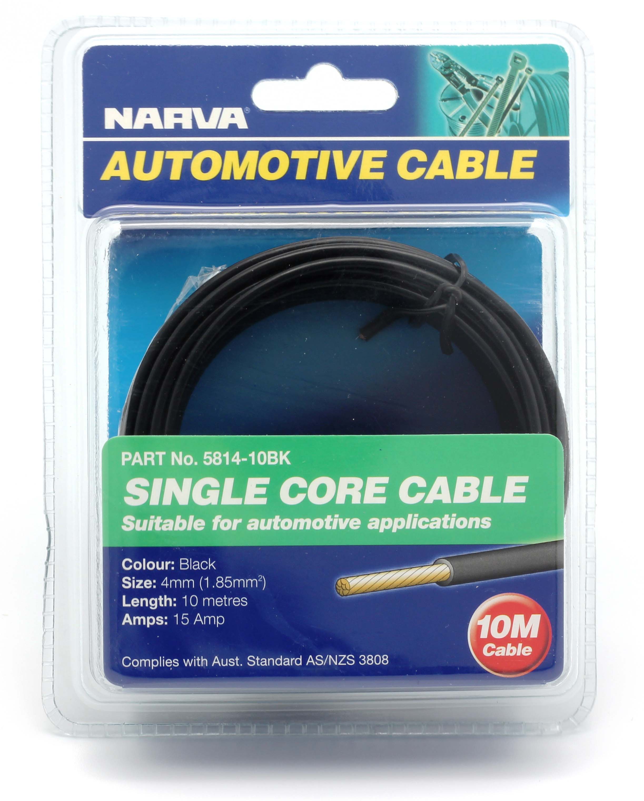 Narva 15A 4mm Black Single Core Cable (10M) 5814-10Bk