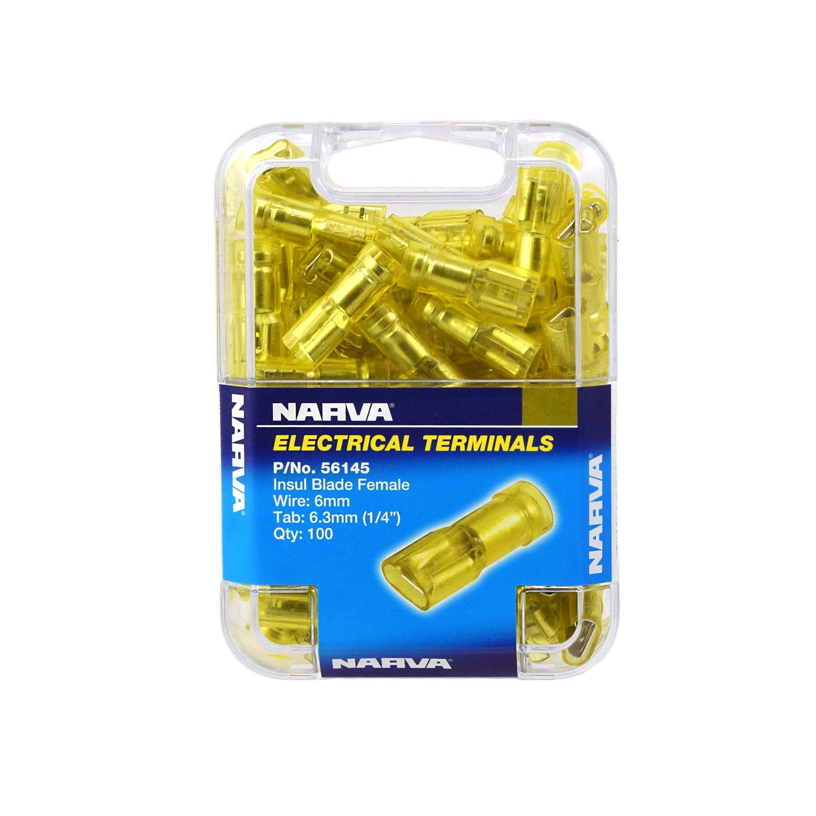 Narva 56145 6.3 X 0.8MM FEMALE BLADE TERMINAL YELLOW (100 pack)