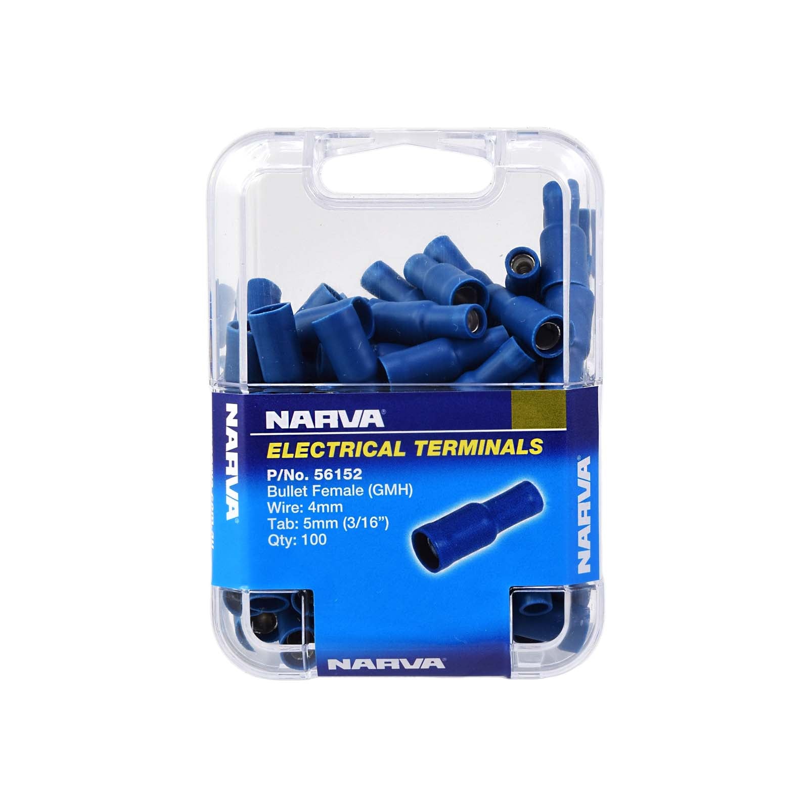 Narva 5.0mm Female Bullet Terminal Blue (100 Pack) - 56152
