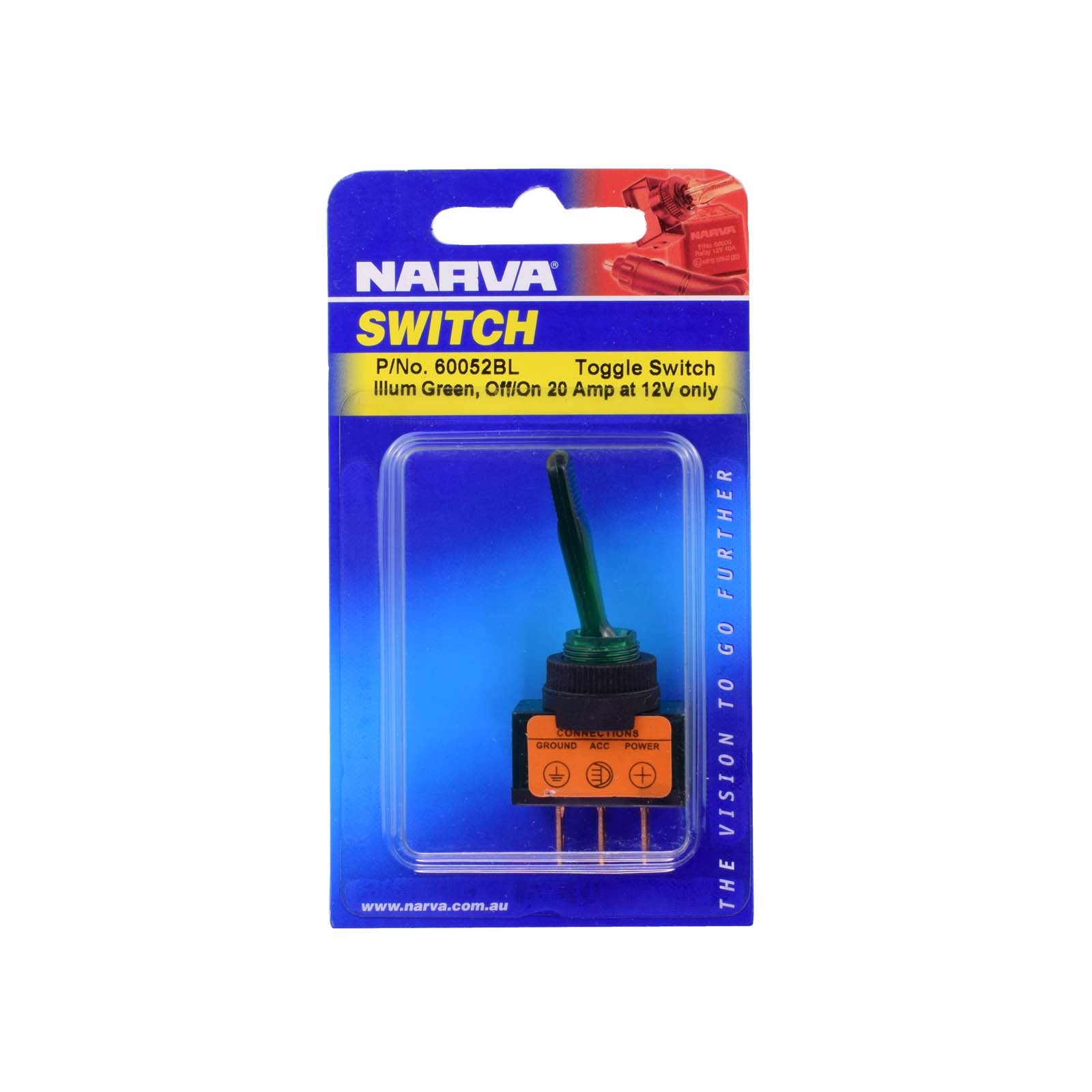 Narva Illuminated Off/On Toggle Switch (Green) - 60052BL